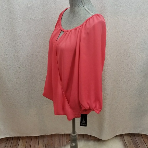 INC International Concepts | Tops | Nwt Inc Coral Keyhole Faux Wrap ...
